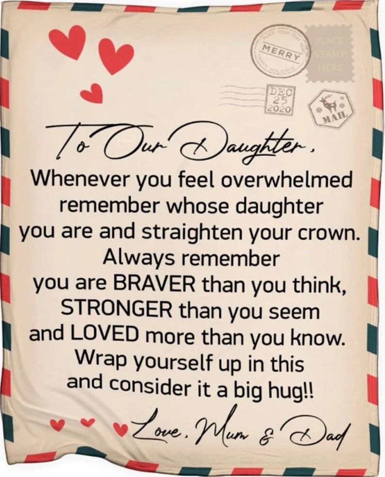 Personalized Love Letter To Daughter From Dad And Mom Fleece Etsy