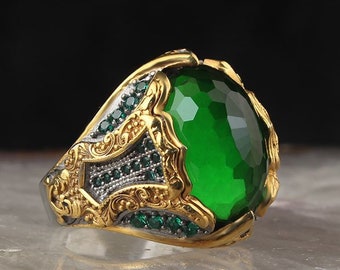 Green Stone Ring Men - Etsy