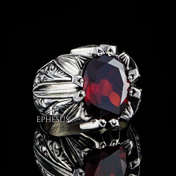 Mens Garnet Ring - Etsy