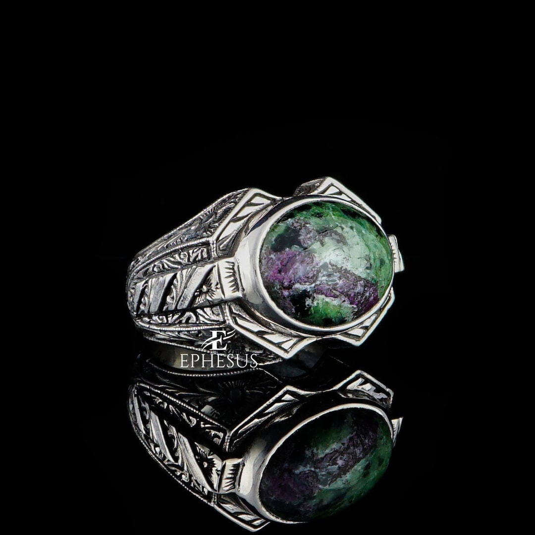 Zoisite Ring Mens Ruby Zoisite Ring Silver Ruby Zoisite - Etsy