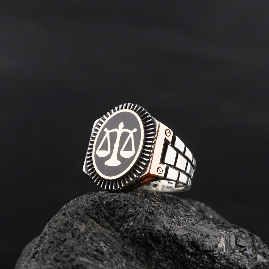 Sterling Silver Scales of Justice Ring, Silver Ring for Lawyers ...