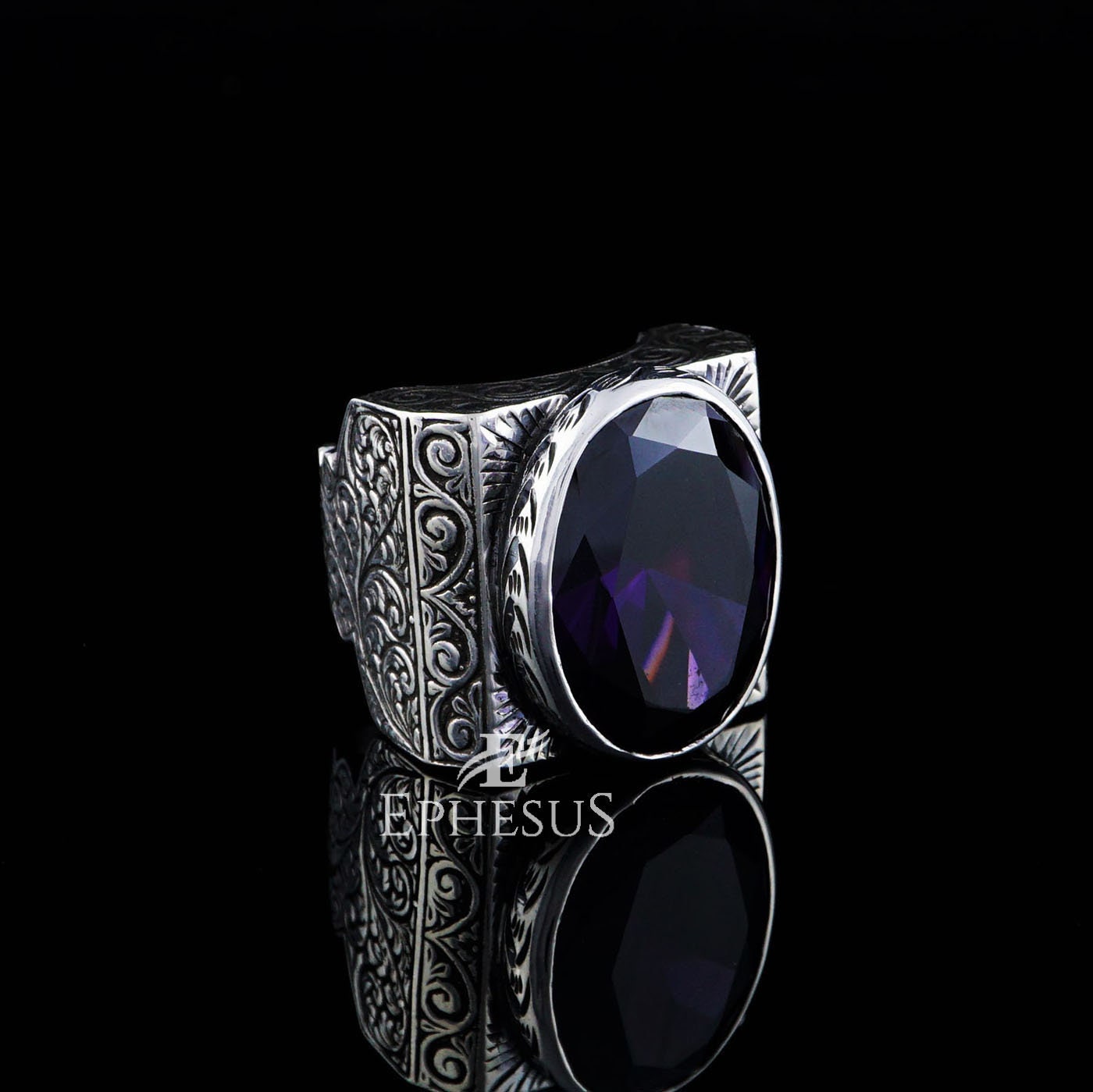 Amethyst Stone Ring for Men Mens Amethyst Ring Big Amethyst - Etsy