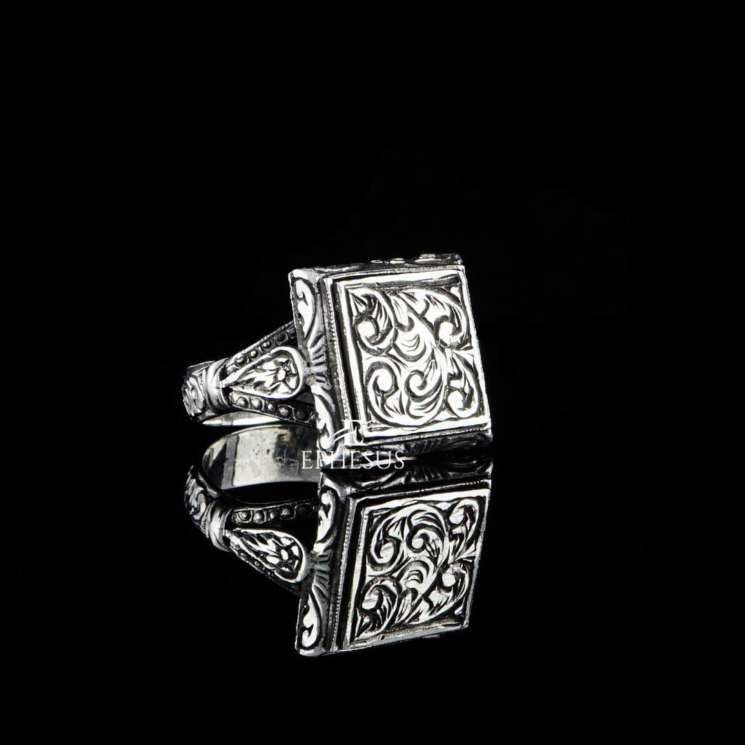 Mens Square Ring Square Signet Ring Mens Square Ring Design - Etsy