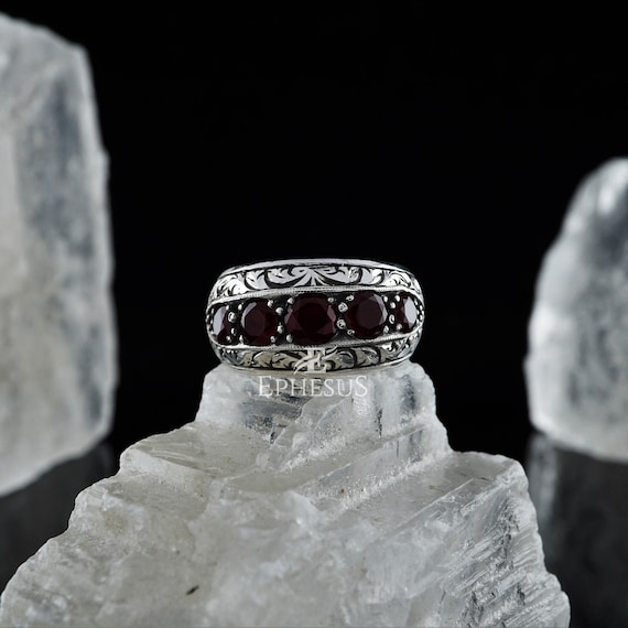 Mens Ruby Wedding Band Handmade Ruby Ring Sterling Silver | Etsy