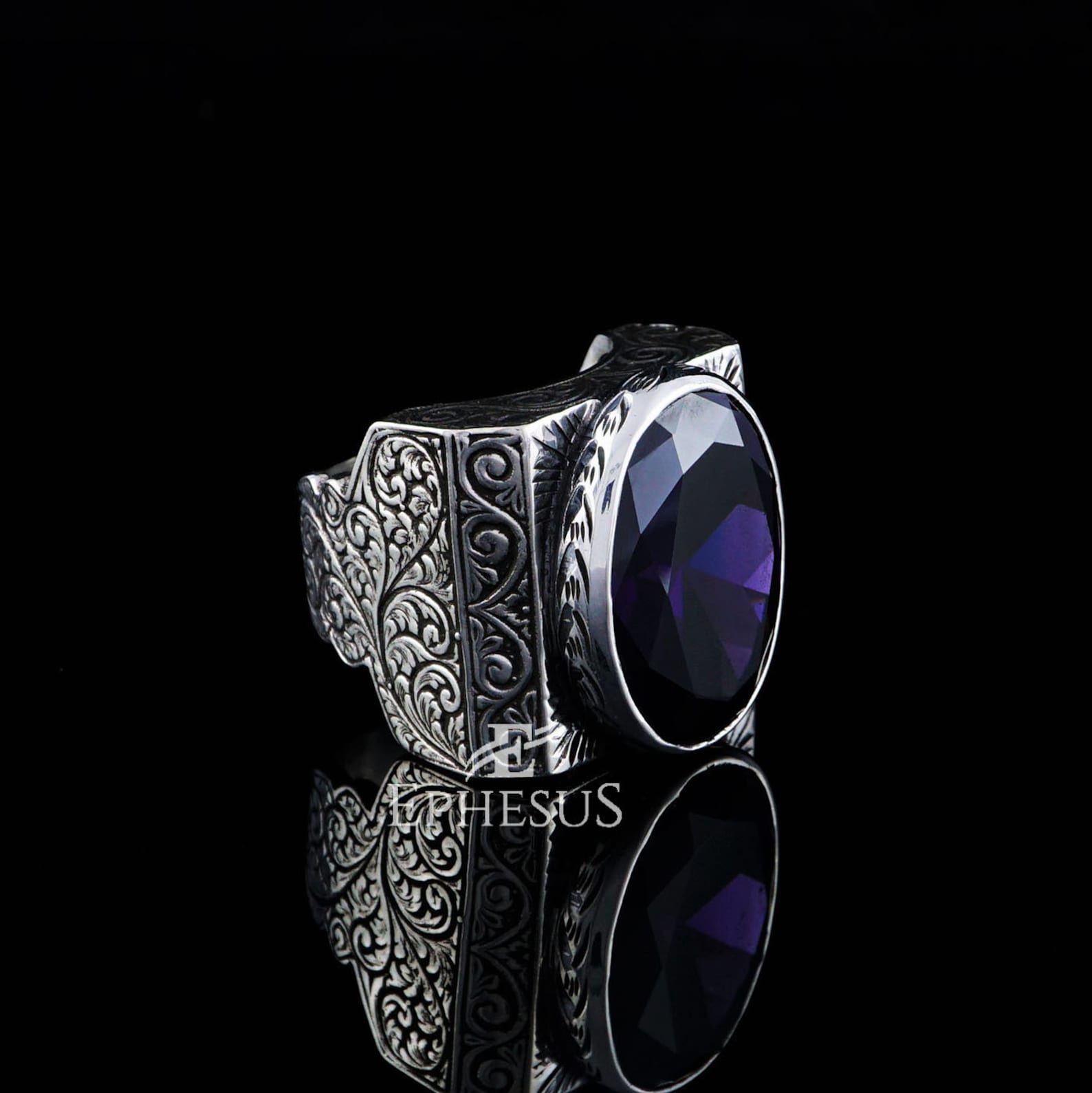 Amethyst Stone Ring for Men Mens Amethyst Ring Big Amethyst | Etsy