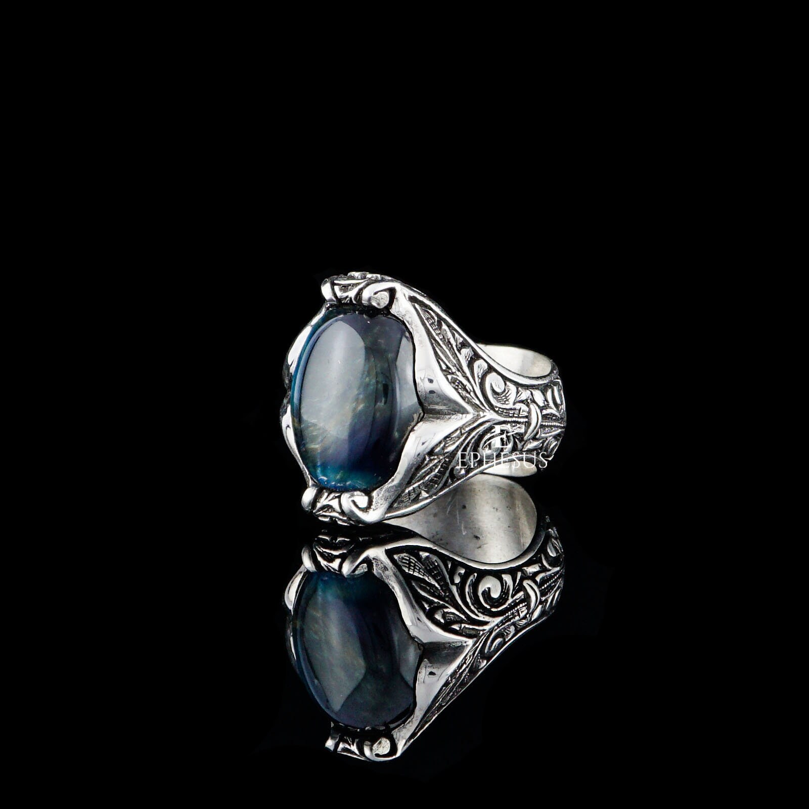 Blue Tigers Eye Stone Mens Tigers Eye Ring Natural Tiger Eye - Etsy