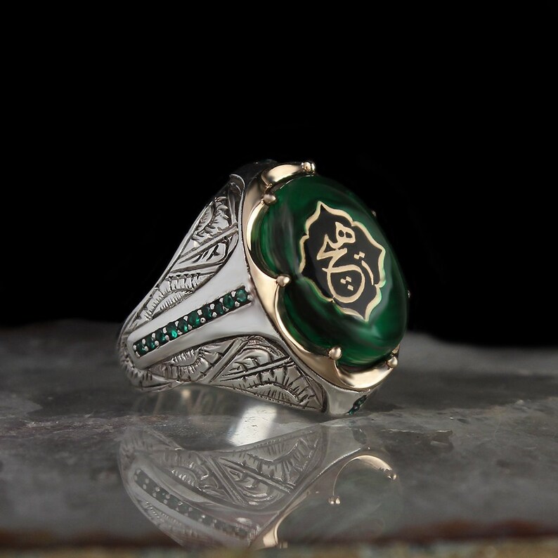 Arabic Calligraphy Ring, Sterling Silver Amber Ring, Meaningful Jewelry ...