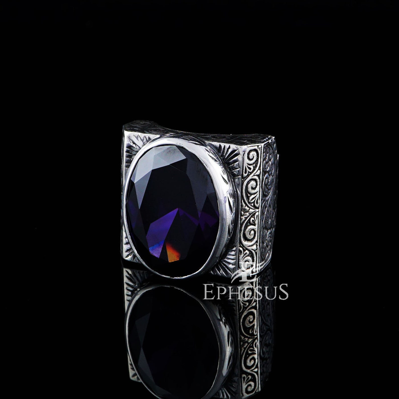 Amethyst Stone Ring for Men Mens Amethyst Ring Big Amethyst | Etsy