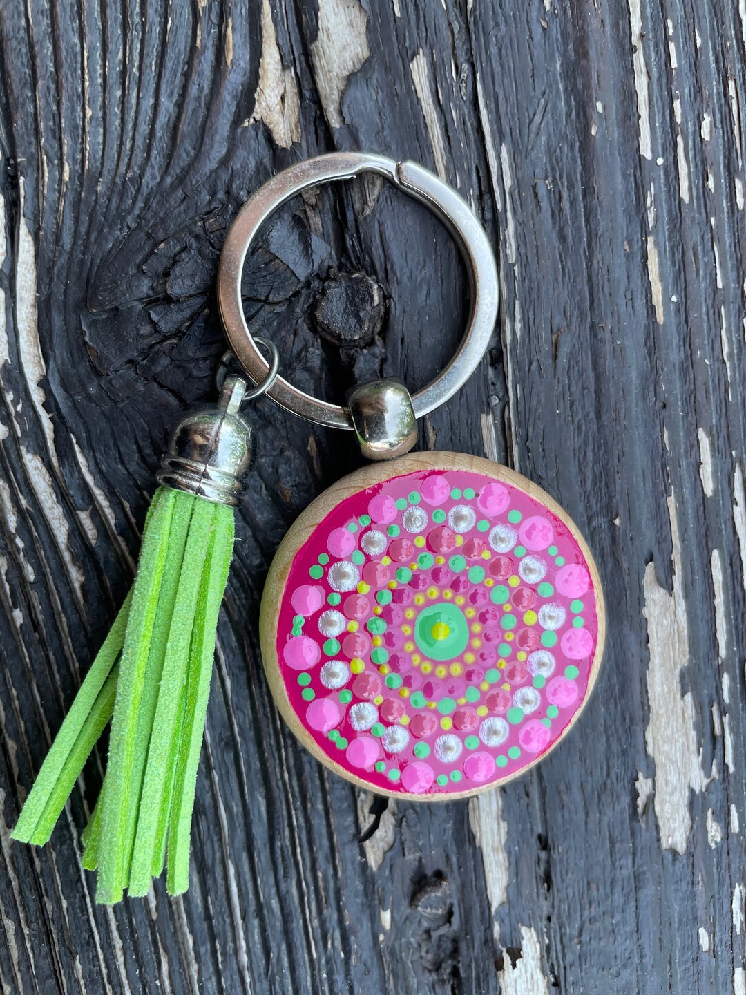 Mandala Dot Art Keychain Hand Dot Painted Dot Mandala Art Mandala Chain ...