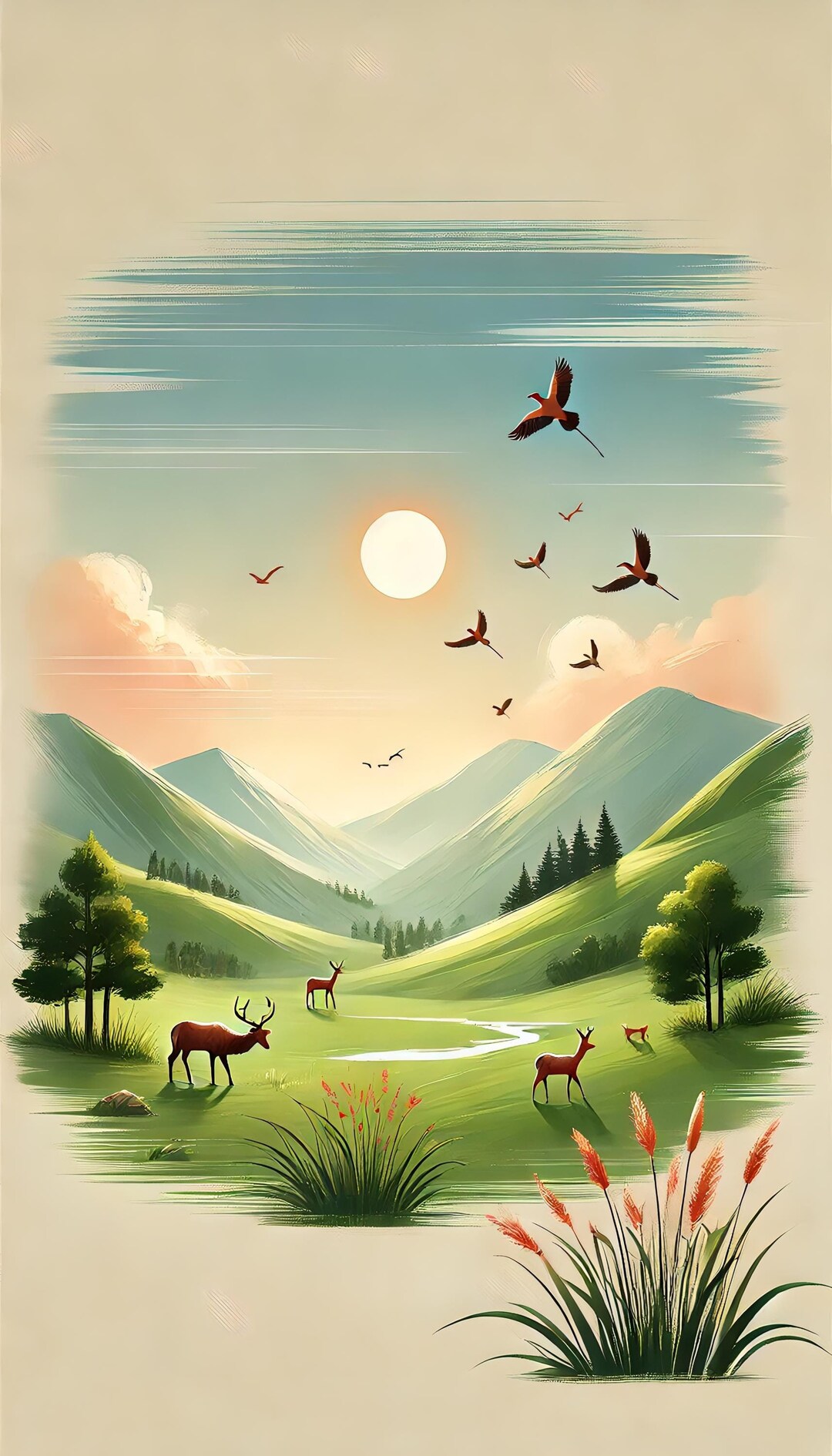 Nature Life Digital Art, AI Generated, Home Decor, Wall Art, Printing ...