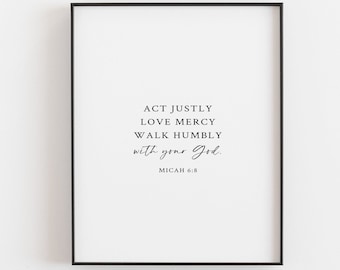 Micah 6:8 Act Justly Love Mercy Walk Humbly Calligraphy - Etsy