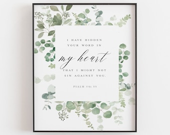 Psalm 119:11 - I Have Hidden Your Word in My Heart - Bible Verse Art ...