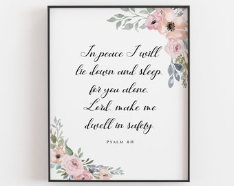 Psalm 4:8 Wall Art - Etsy