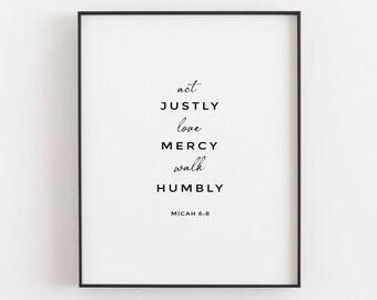 Micah 6:8 Print, Minimal Bible Verse, Modern Bible Verse Print ...