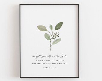 Psalm 37:4 Delight Yourself in the LORD Bible Verse Wall Art - Etsy