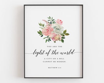 Matthew 5:14 You Are the Light of the World Wall Art Print Instant ...
