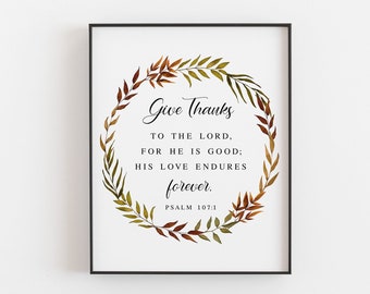 Give Thanks to the Lord Print Christian Fall Decor Bible - Etsy