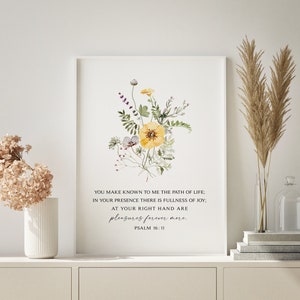 Psalm 16:11 Bible Verse Poster, Christian Wall Art Decor, You Make ...