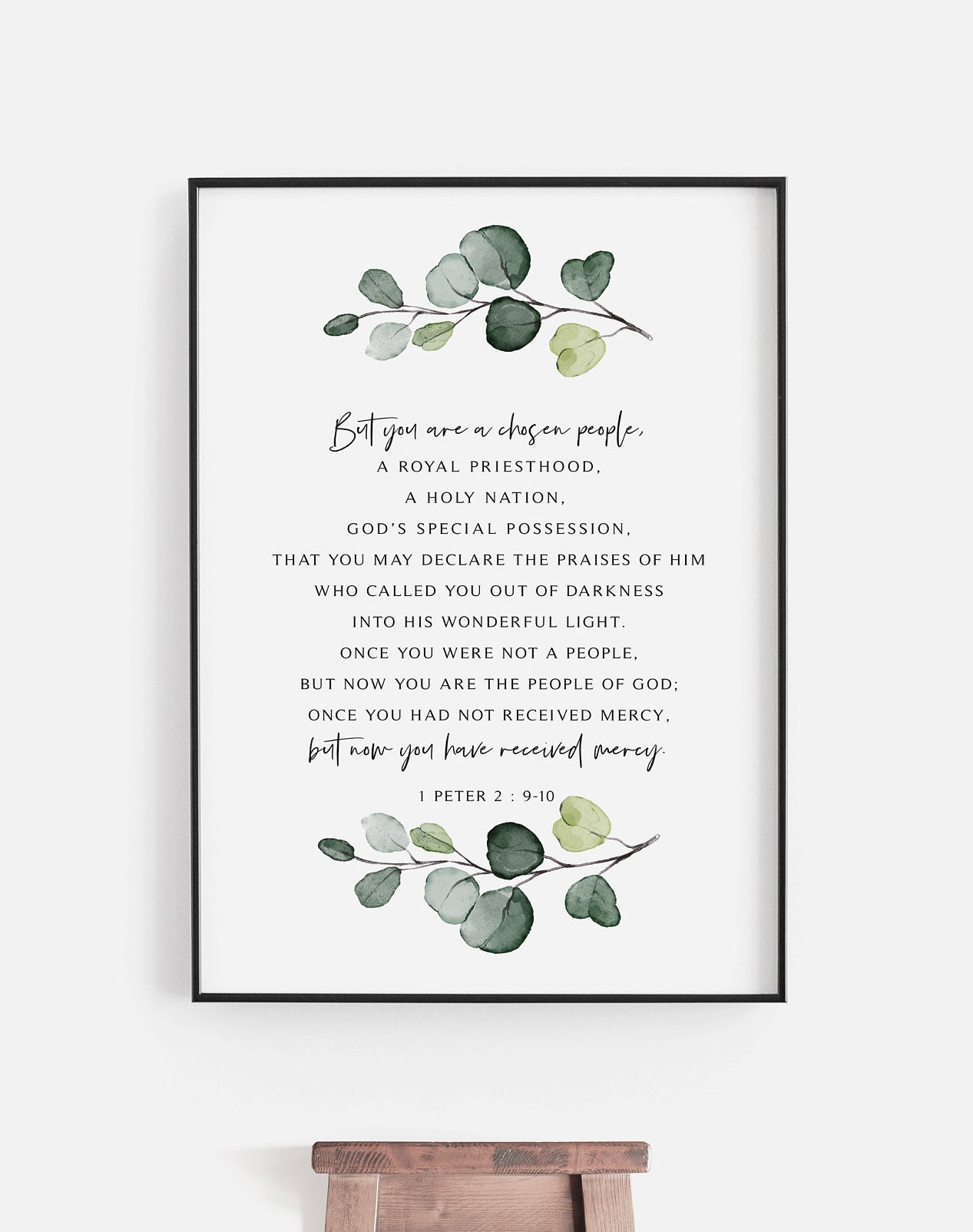 1 Peter 2:9-10 Bible Verse Printable Wall Art, You Are A Chosen People ...