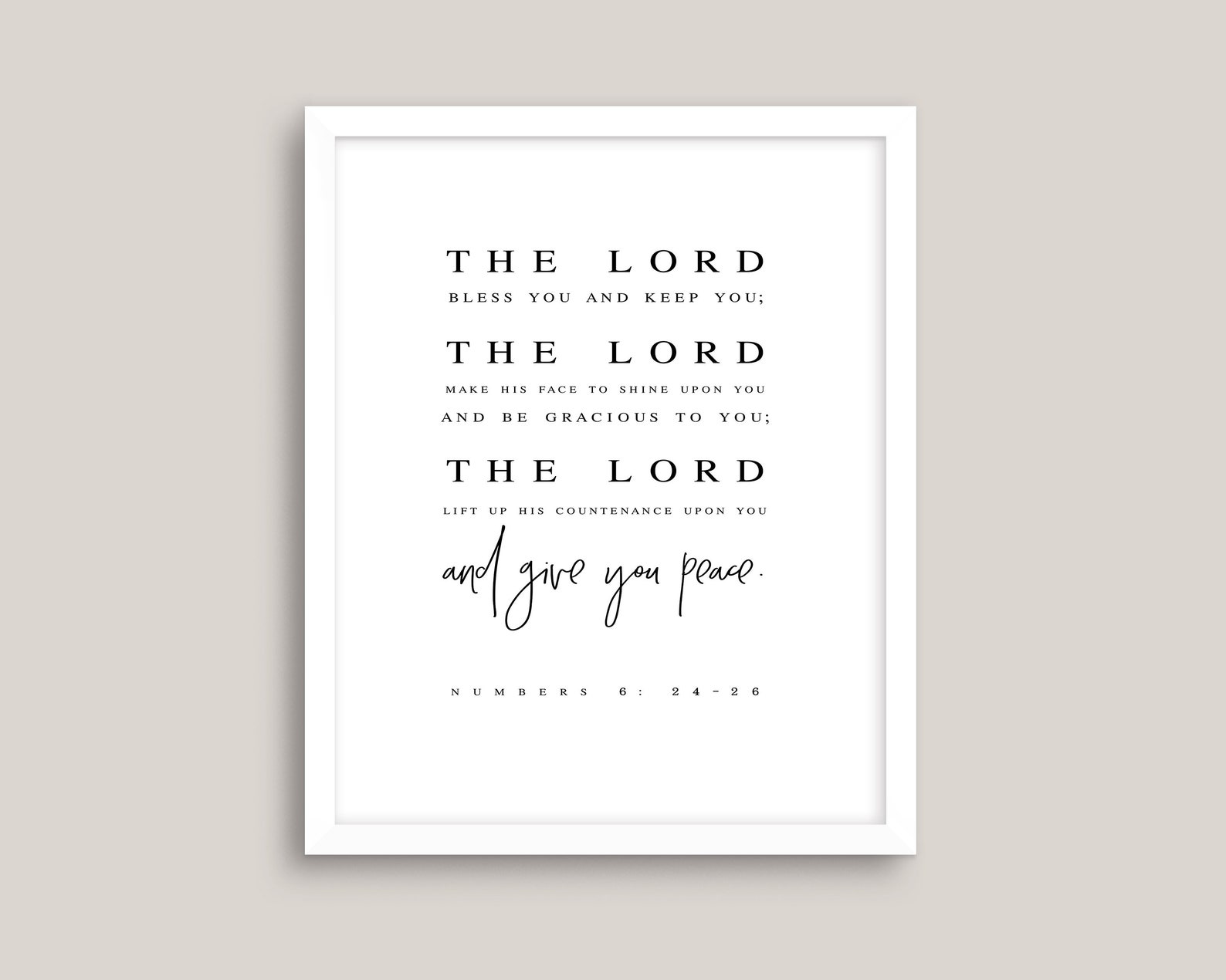 The Blessing - Numbers 6: 24-26 Bible Verse Art, Christian Minimalist ...