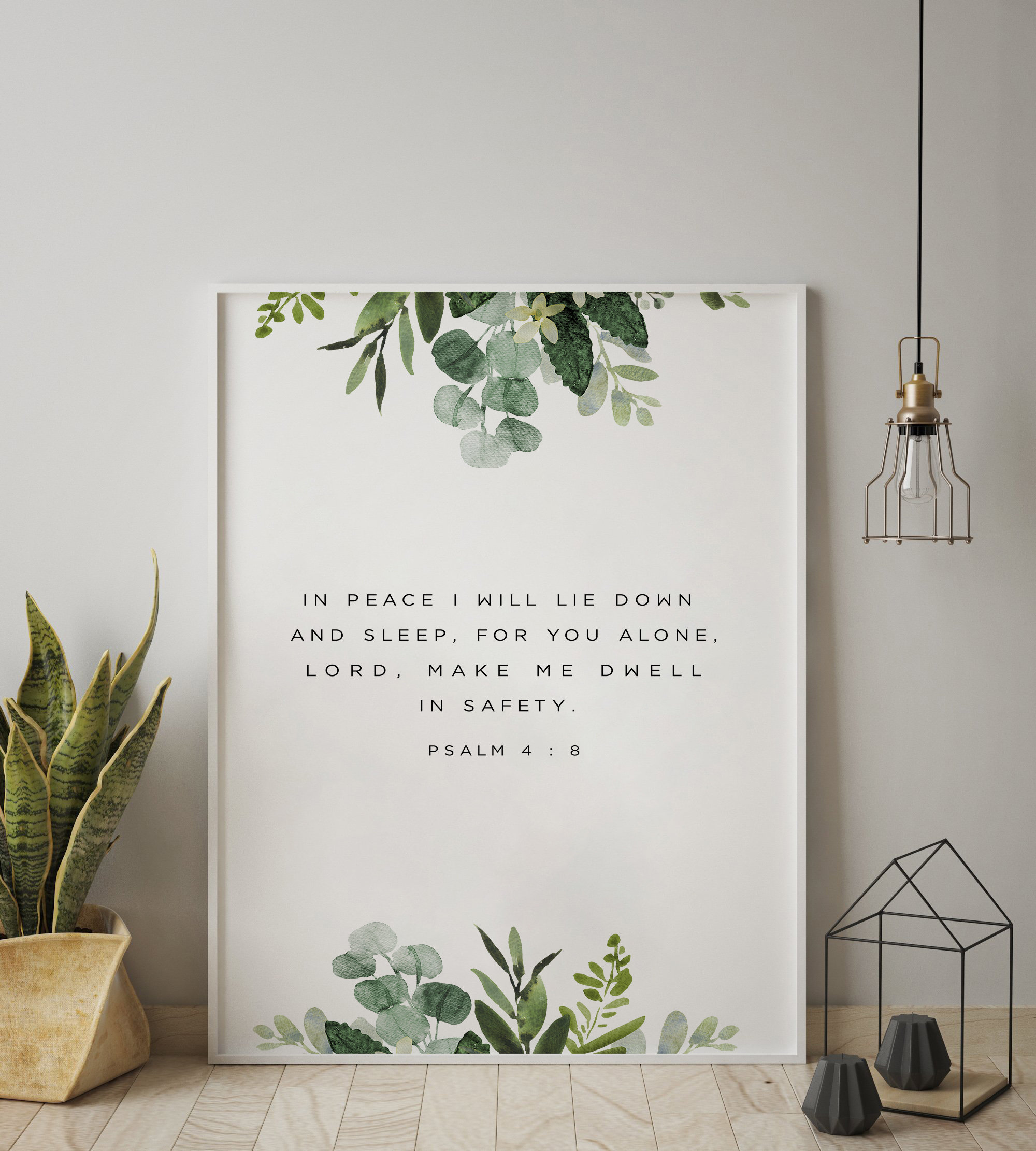 Psalm 4: 8 Bible Verse Wall Art You Make Me Dwell in Safety | Etsy