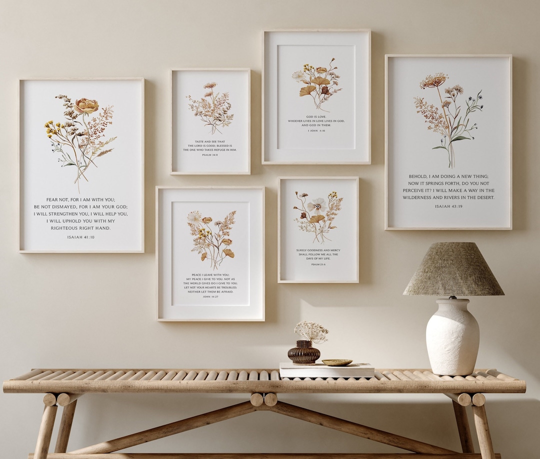 Gallery Wall Scripture Wall Art Prints, Set of of 6 Bible Verse Prints ...