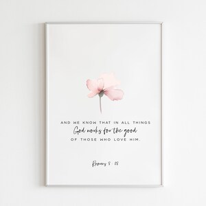 Romans 8:28, God Works for the Good Bible Verse Wall Art, Printable ...