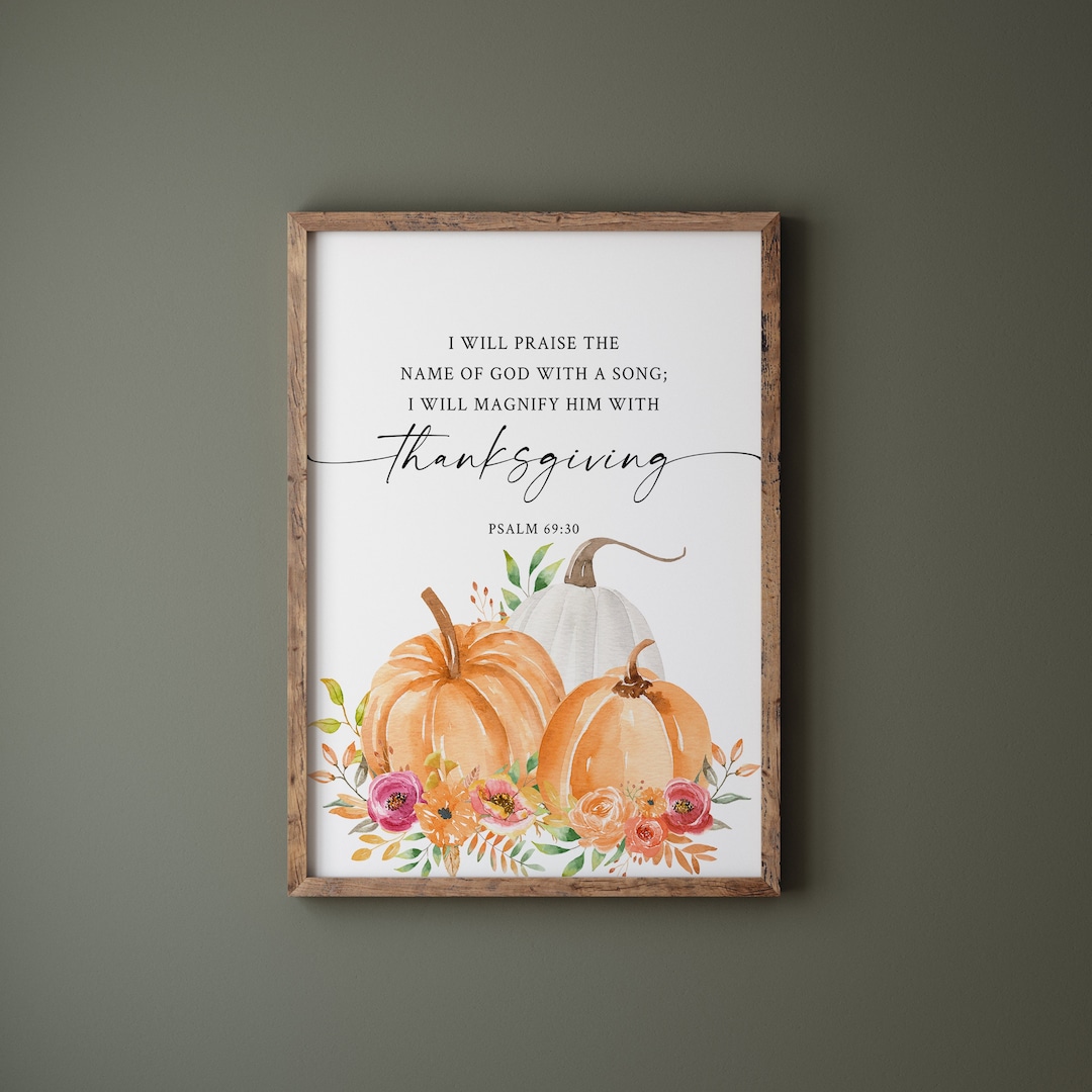 Thanksgiving Wall Art Printable, Autumn Pumpkins Christian Wall Decor ...