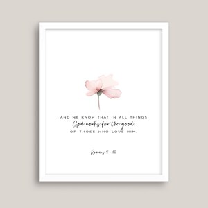 Romans 8:28, God Works for the Good Bible Verse Wall Art, Printable ...