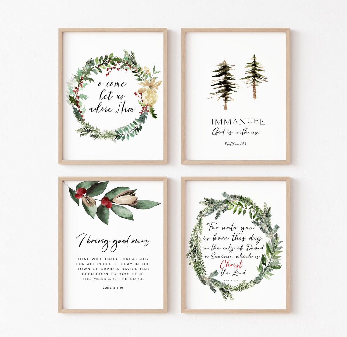 Christmas Wall Art, Christmas Sign Printable, Christmas Prints Set ...