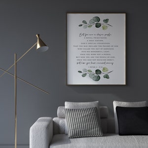 1 Peter 2:9-10 Bible Verse Printable Wall Art, You Are A Chosen People ...