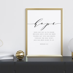 Hope Does Not Disappoint - Romans 5:5 Bible Verse Wall Art, Scripture ...