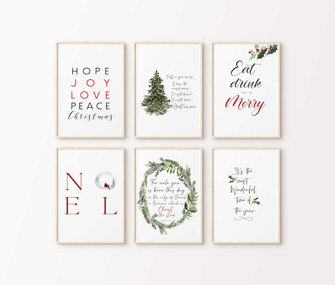Christmas Wall Art, Christmas Sign Printable, Christmas Prints Set ...