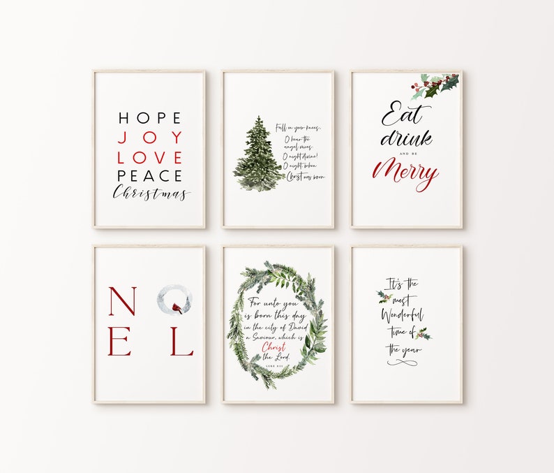 Christmas Wall Art, Christmas Sign Printable, Christmas Prints Set ...