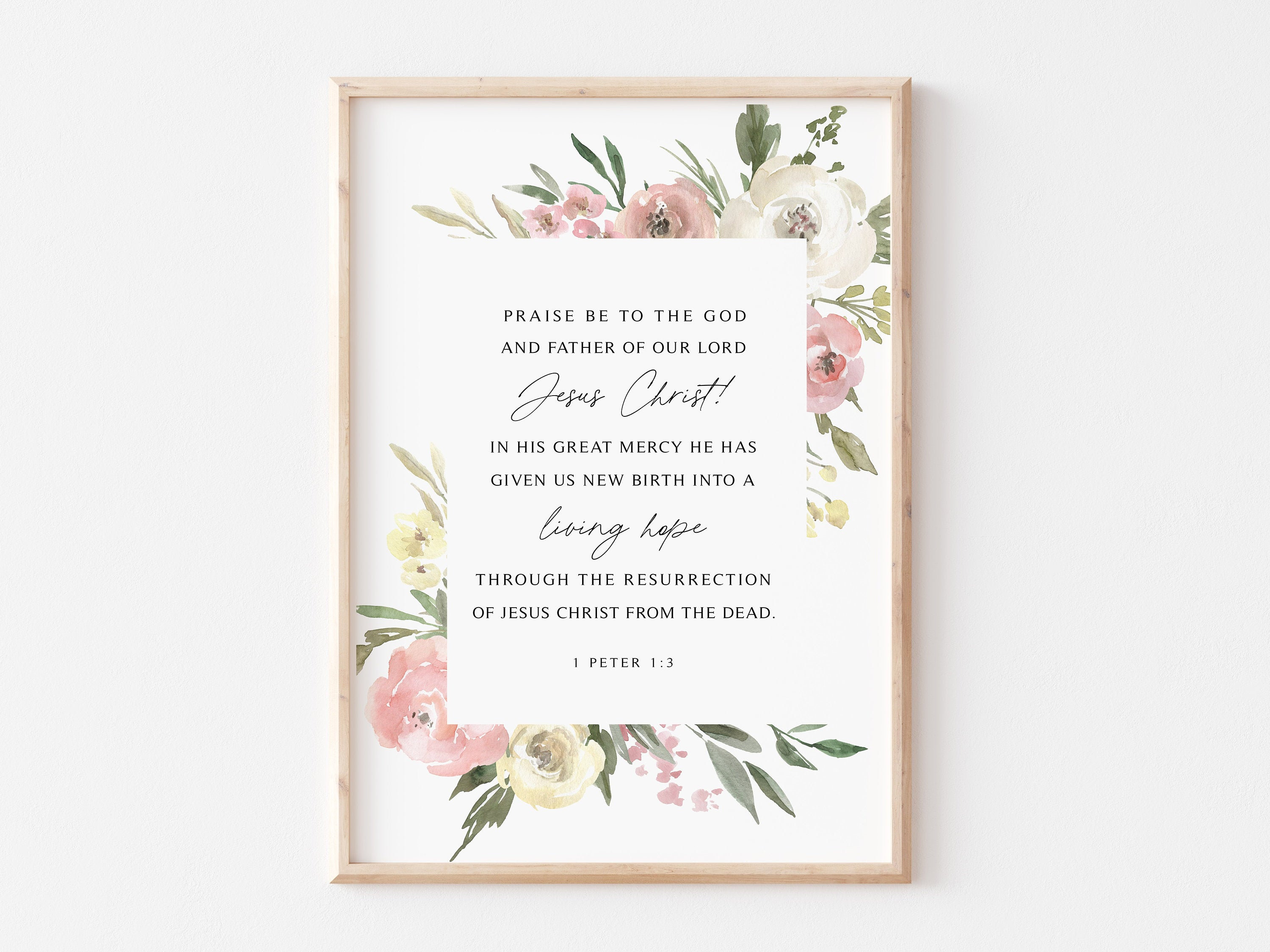 1 Peter 1:3 Bible Verse Art, New Birth Into A Living Hope, New Year ...