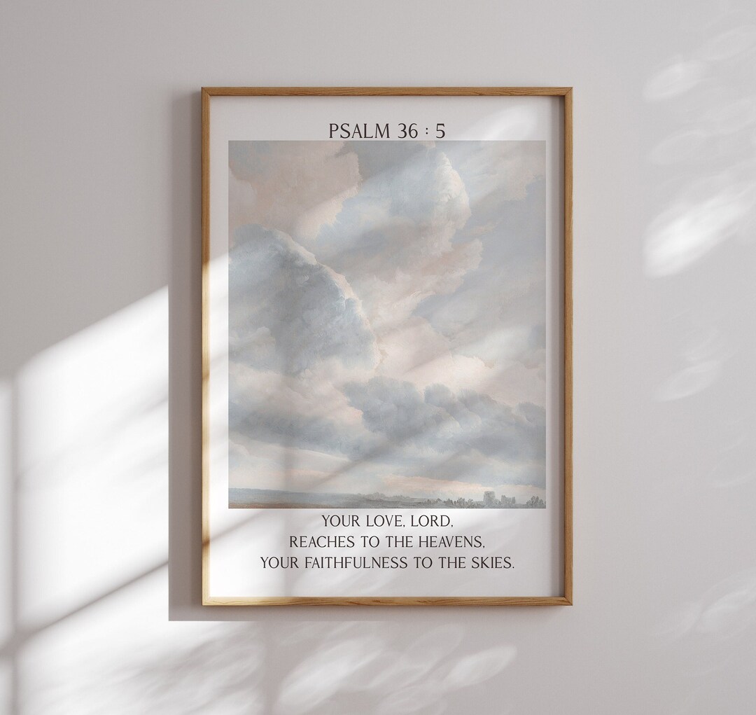 Psalm 36:5 Vintage Christian Poster, Have Faith in God Scripture Wall ...