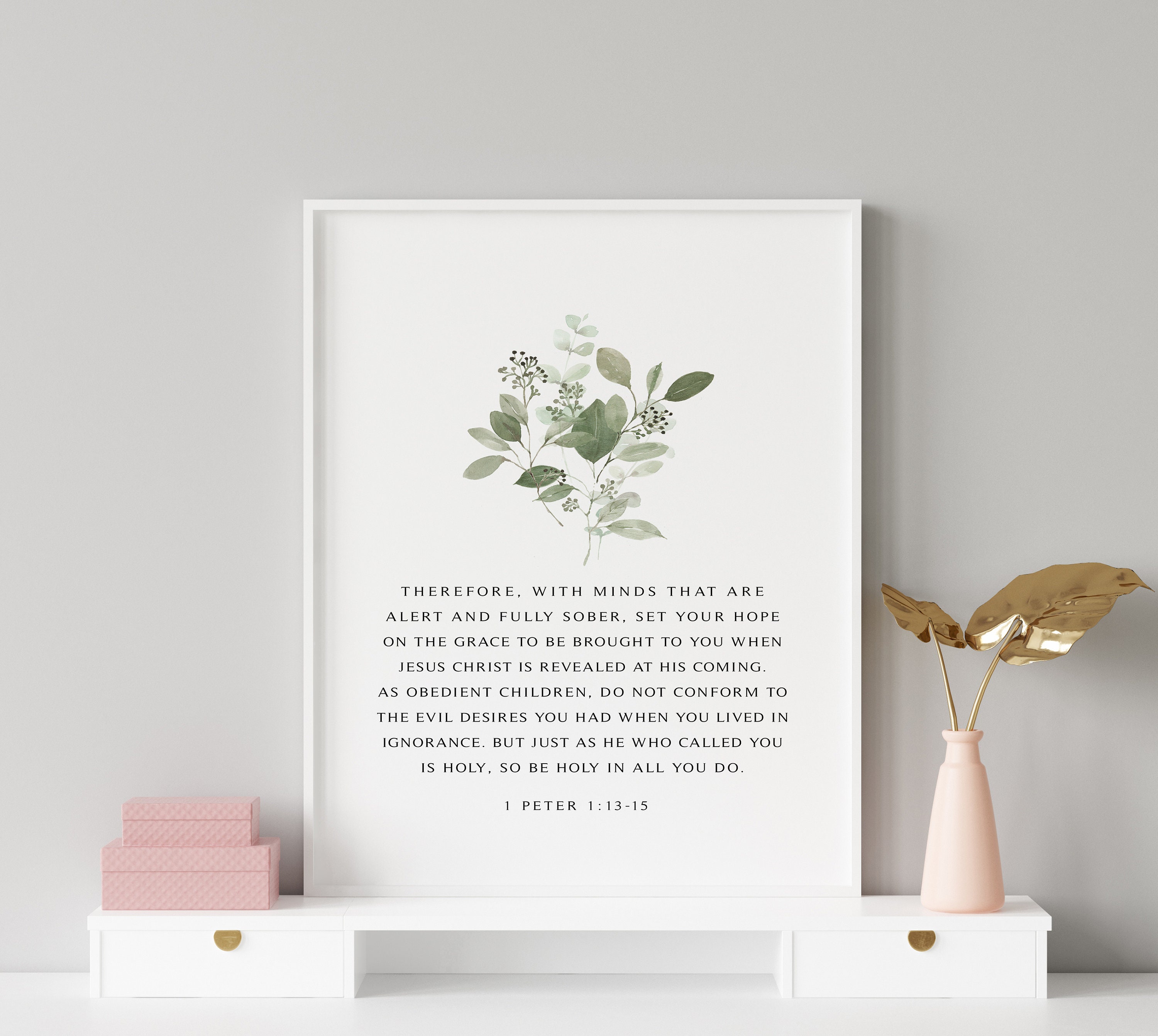 1 Peter 1:13-15 Bible Ver Se Printable Wall Art Art, Set Your Hope on ...