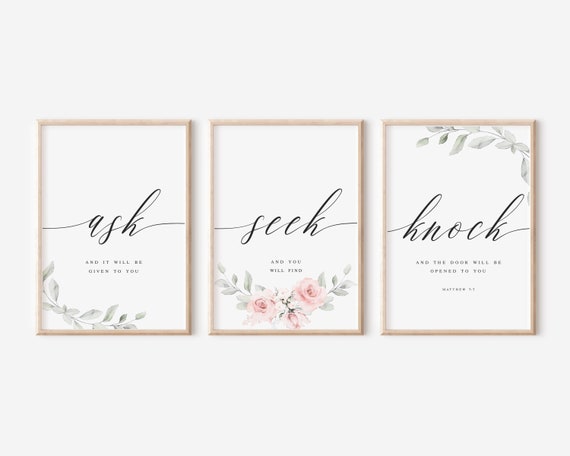 Ask Seek Knock Matthew 7:7 Bible Verse Printable Wall Art | Etsy