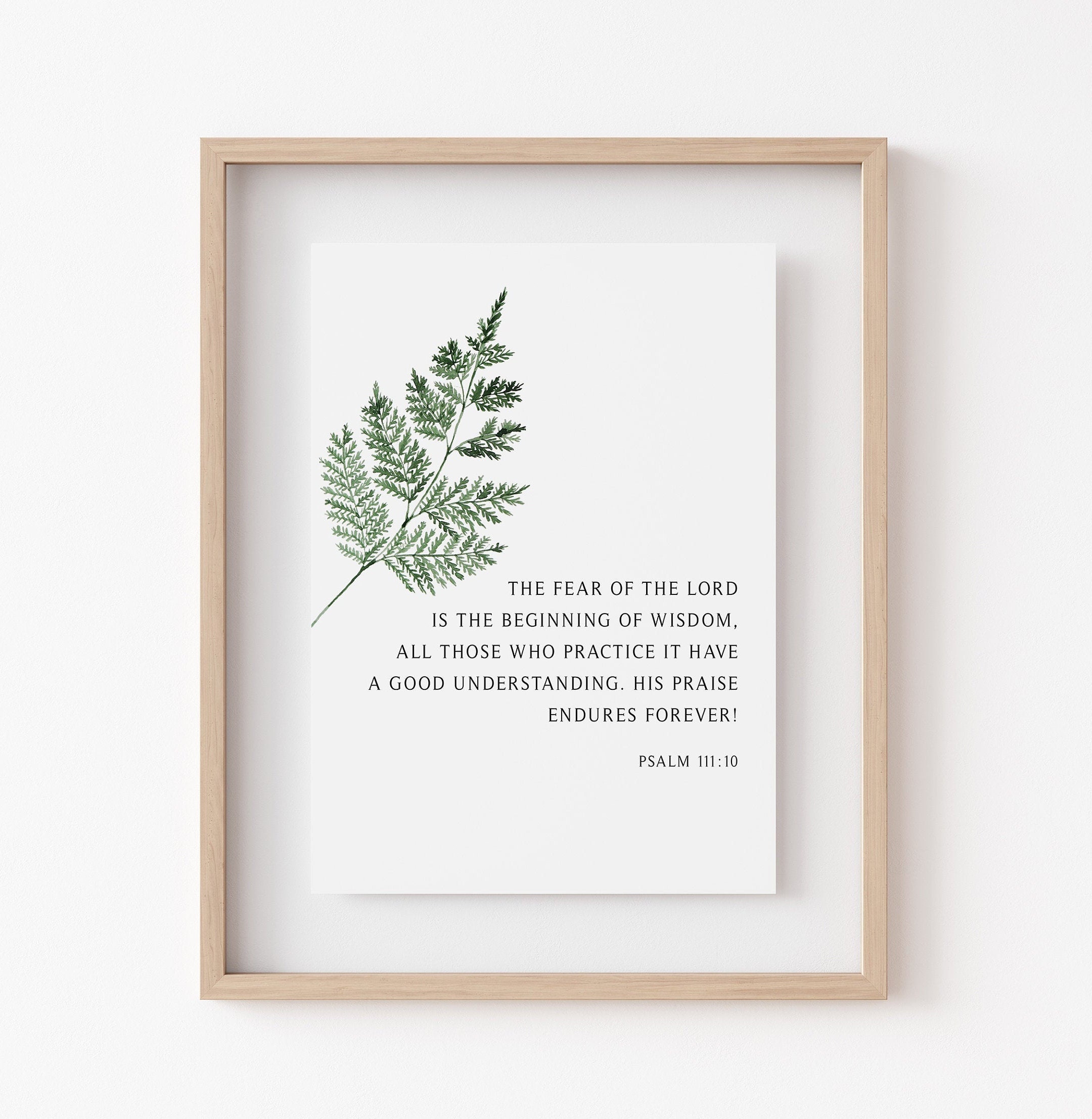 The Fear of the Lord Bible Verse Art, Psalm 111:10 Scripture Wall Art ...