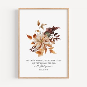 Christian Scripture Wall Art, the Grass Withers Isaiah 40:8 Bible Verse ...