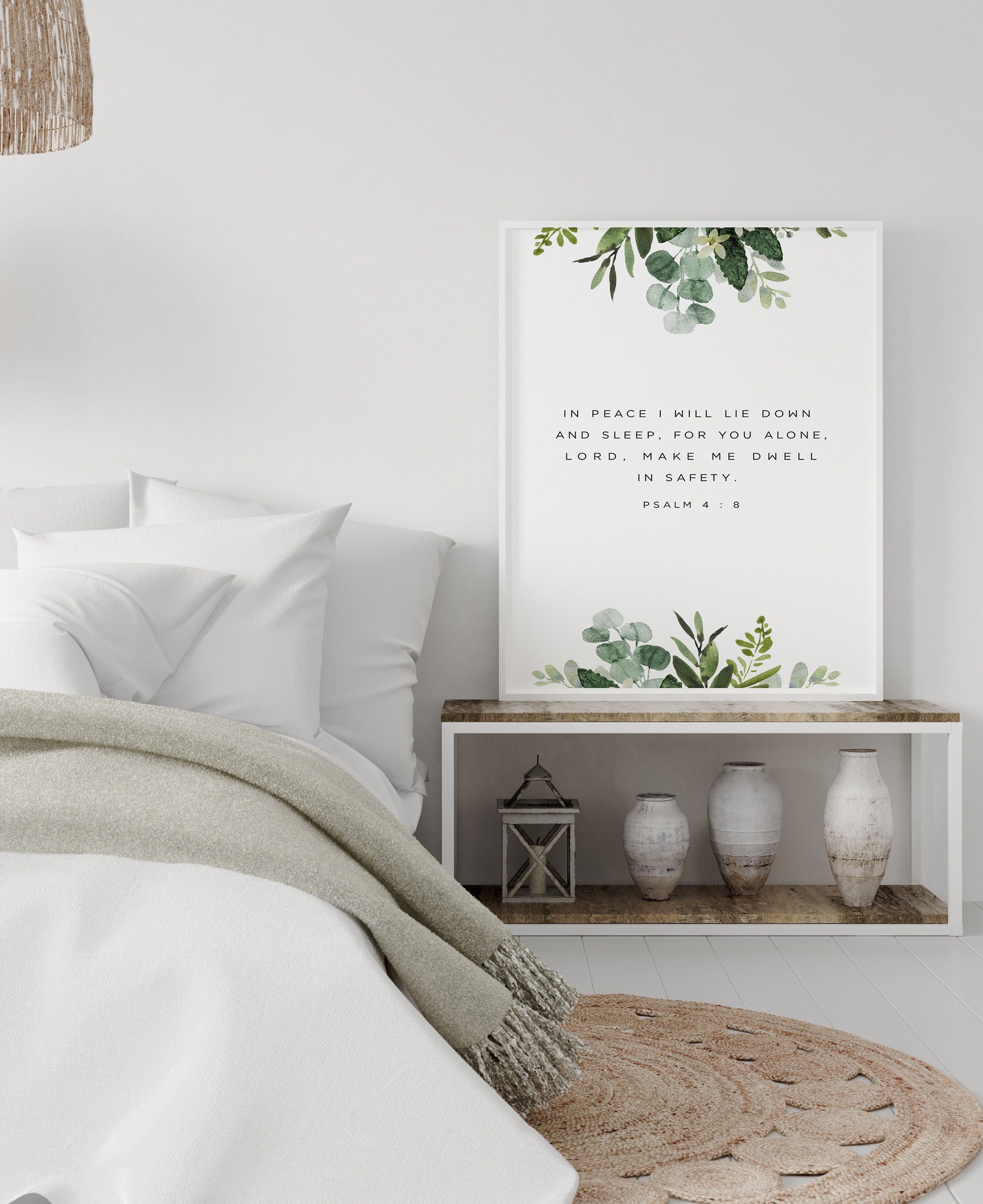 Psalm 4: 8 Bible Verse Wall Art You Make Me Dwell in Safety | Etsy