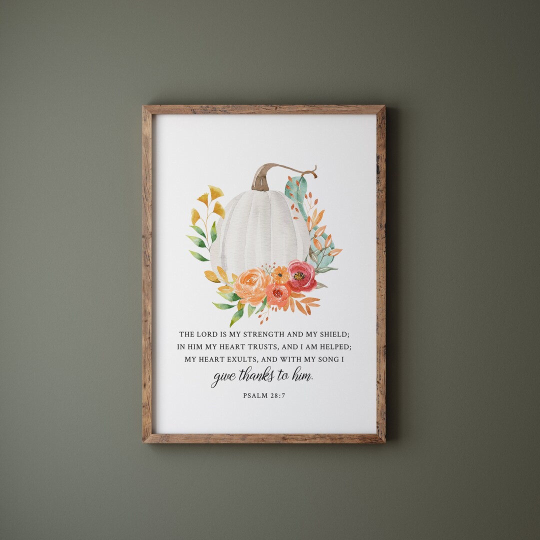 Give Thanks to Him Art Printable, Thanksgiving Pumpkins Christian Wall ...