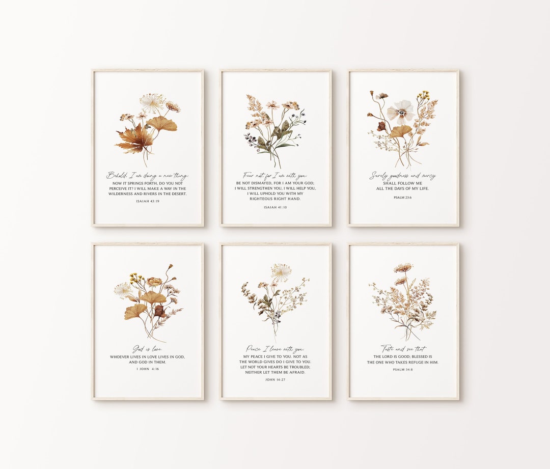 Christian Wall Art Bundle, Set of of 6 Bible Verse Prints, Scripture ...