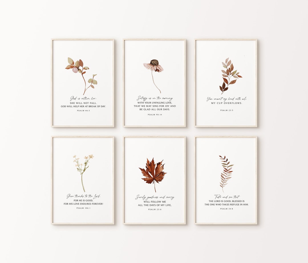 Bible Verse Art Set of 6, Psalms Wall Art, Thanksgiving Scripture ...