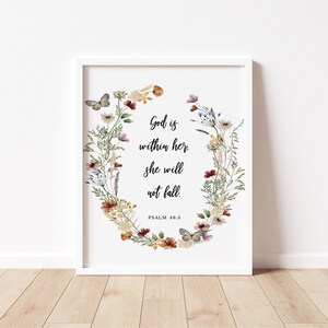 God is Within Her Bible Verse Print, Fall Decoration, Psalm 46:5 ...