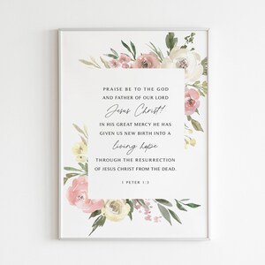 1 Peter 1:3 Bible Verse Art, New Birth Into A Living Hope, New Year ...