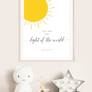 Light of the World Nursery Art Print, Bible Verse Printable Wall Art ...