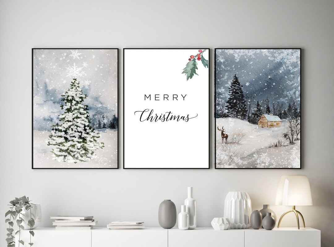 Christmas Wall Art,christmas Printable Set,merry Christmas,christmas ...
