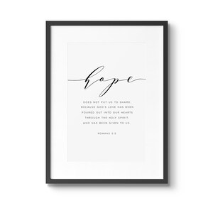 Hope Does Not Disappoint - Romans 5:5 Bible Verse Wall Art, Scripture ...