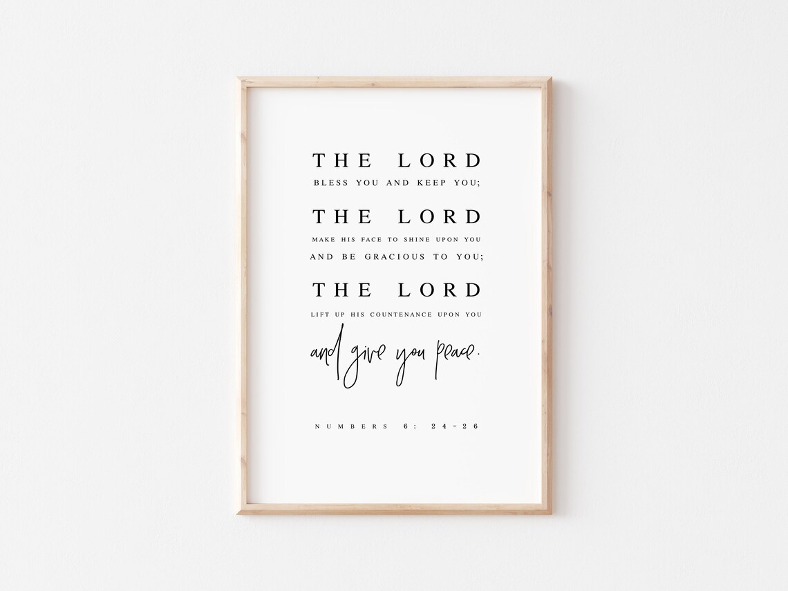 The Blessing - Numbers 6: 24-26 Bible Verse Art, Christian Minimalist ...